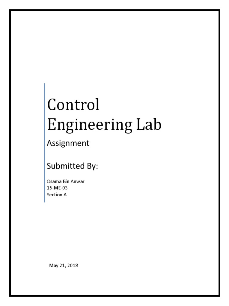 Control Engineering Lab: Assignment Submitted by | PDF