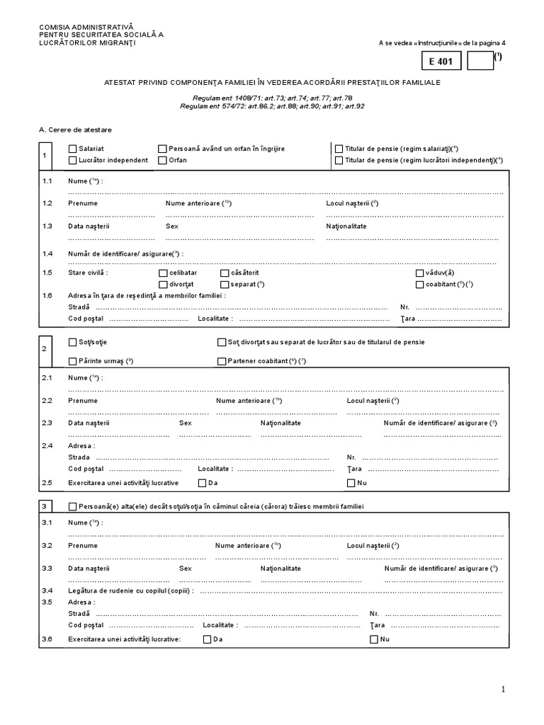 Form E401 Actualizat | PDF