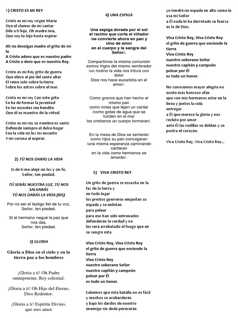 Cancionero Cristo Rey | Cristo (título) | eucaristía