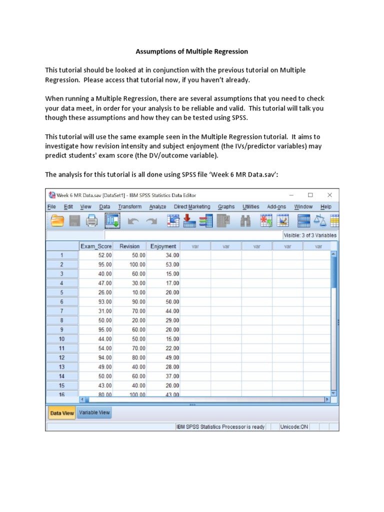 Assumptions of Multiple Regression | PDF | Errors And Residuals | Multicollinearity