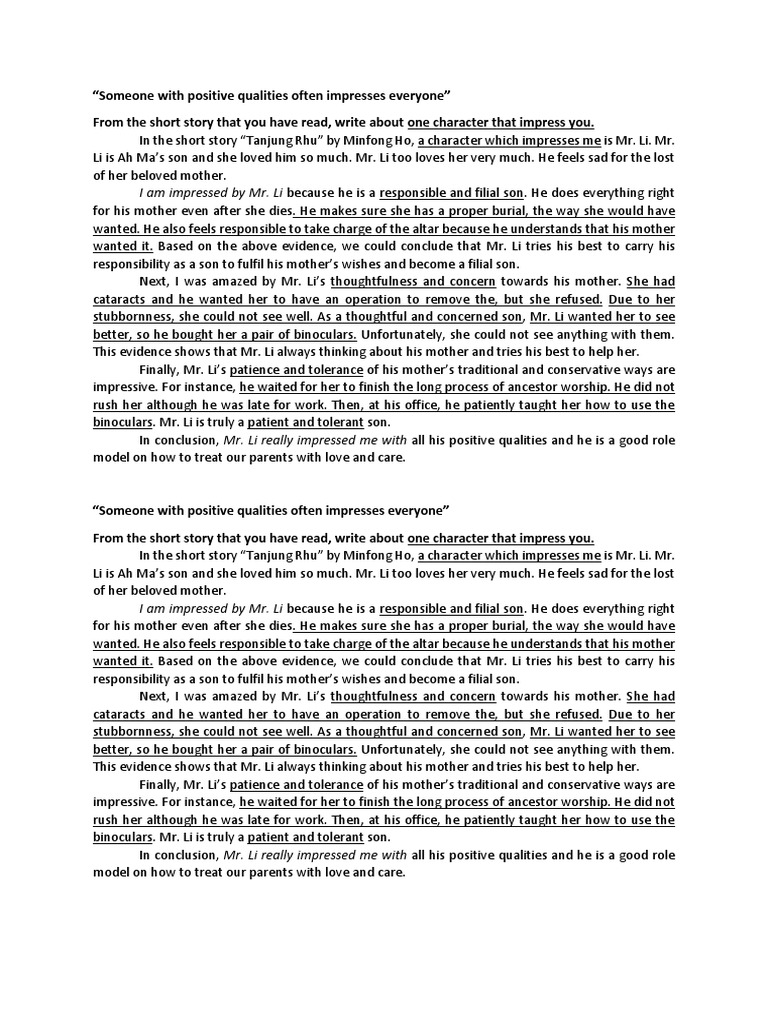 Form 4 Short Story Tanjong Rhu Sample Answer | PDF