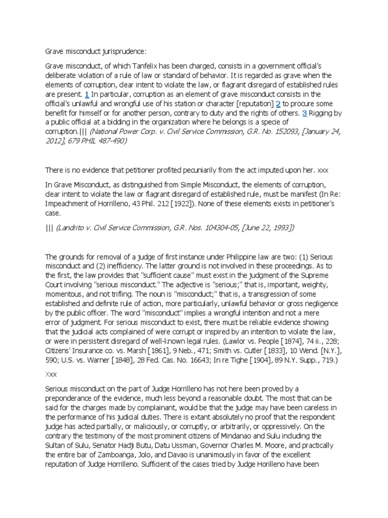 Defining Grave Misconduct in Philippine Law | PDF | Negligence | Corruption