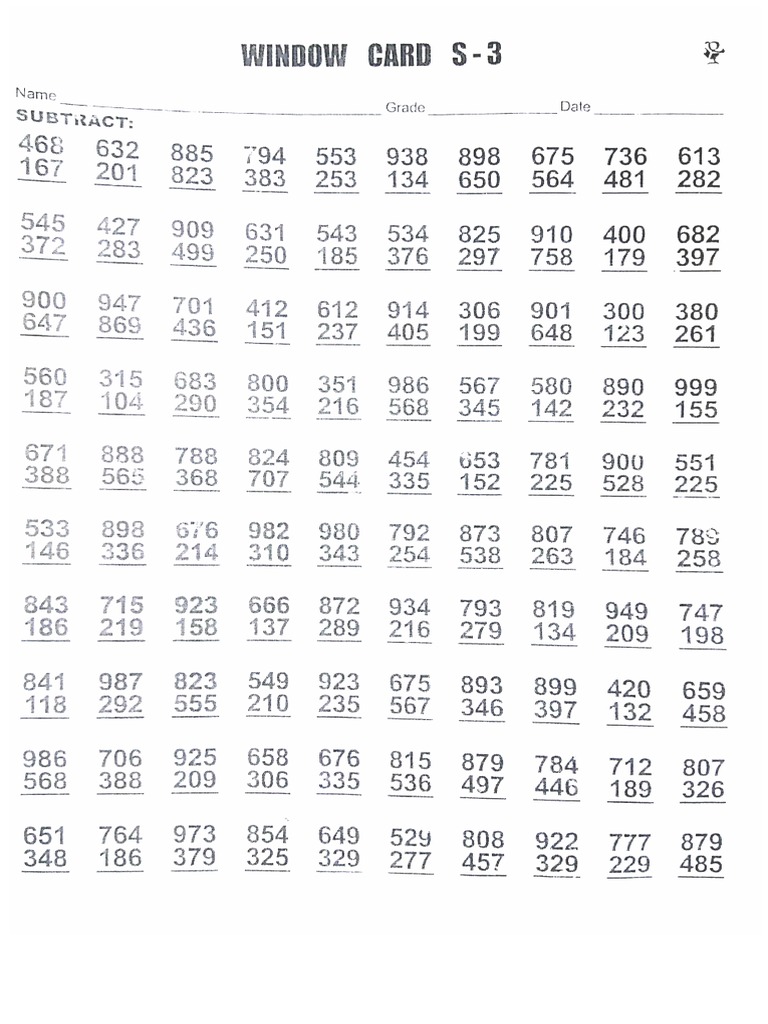 Spencer Subtraction 3 | PDF