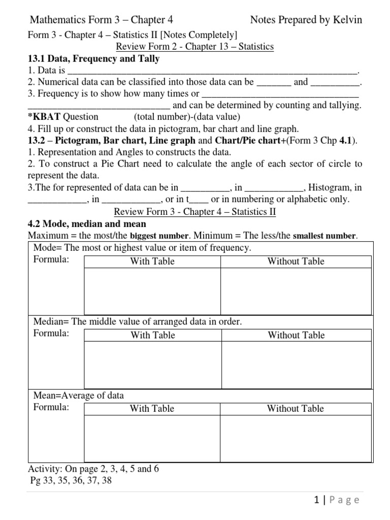 Mathematics-Form 3-Chapter 4 Statistics II by Kelvin | PDF | Mode ...