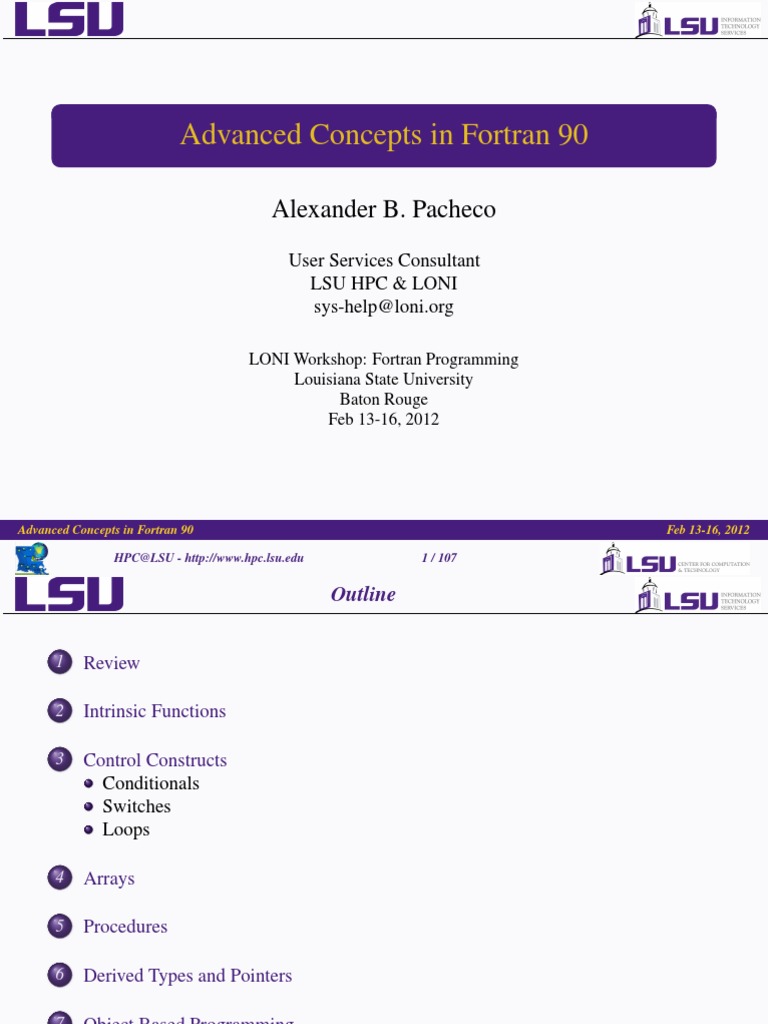 LONI Fortran AdvConc F90 2012 | PDF | Control Flow | Subroutine