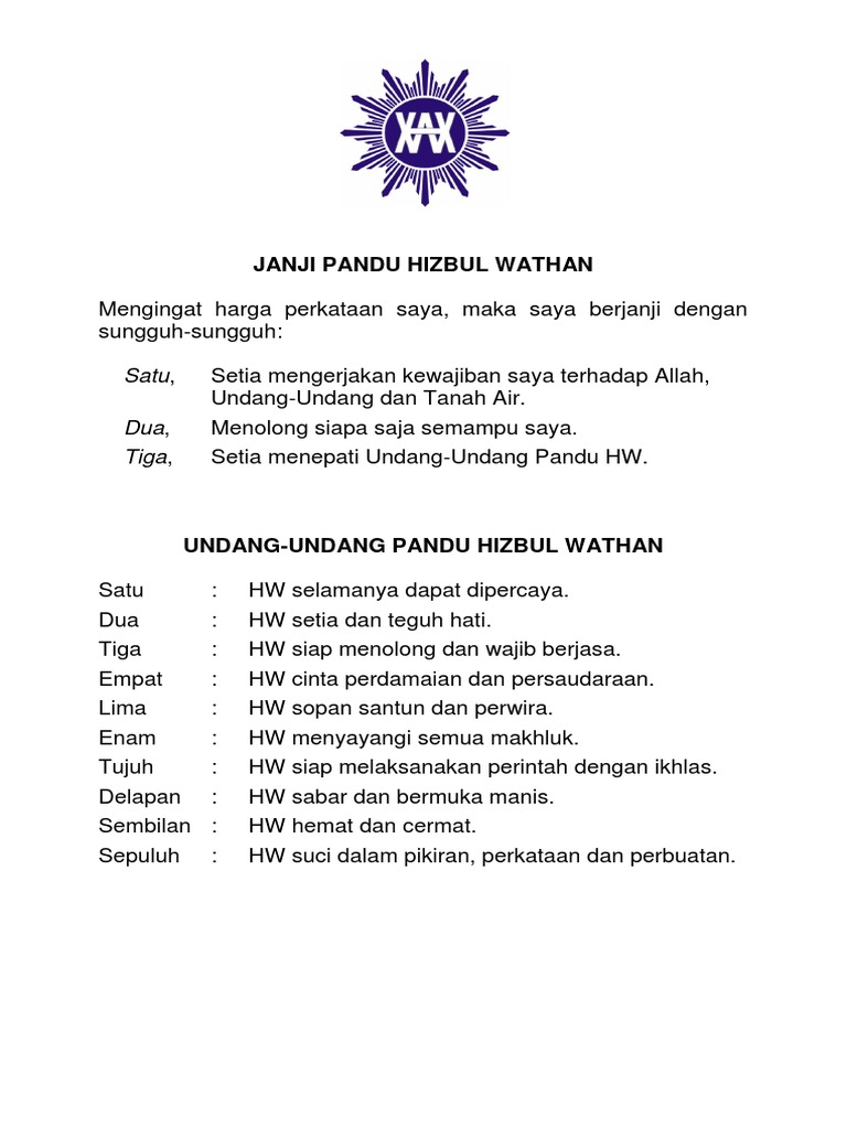 Janji Dan Undang-Undang Hizbul Wathan | PDF