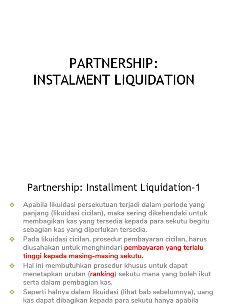 Partnership-Installment Liquidation | PDF