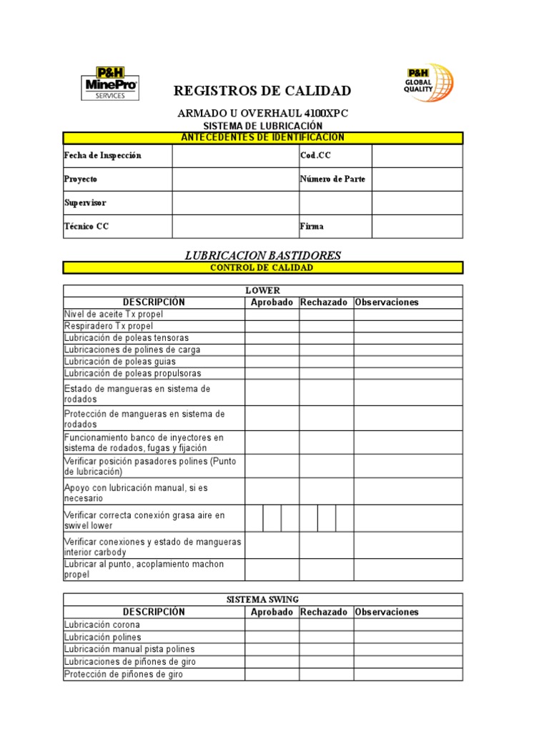 Check Lubricación | PDF | Ingeniería mecánica | Naturaleza