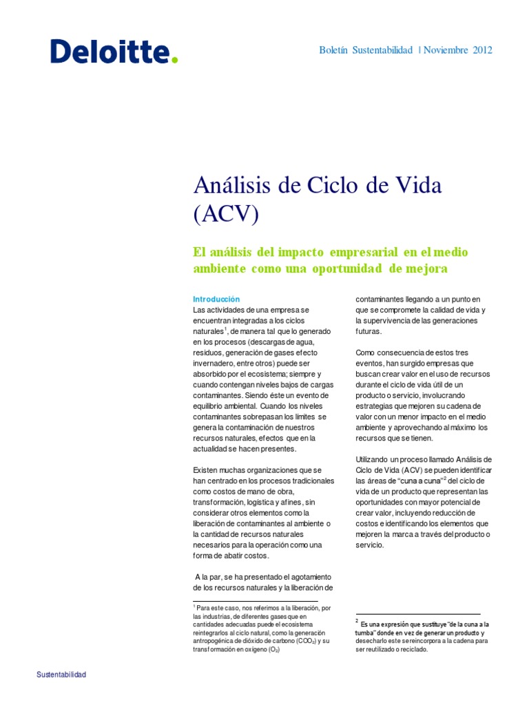 Analisis De Ciclo De Vida Acv Pdf Evaluación Del Ciclo De Vida