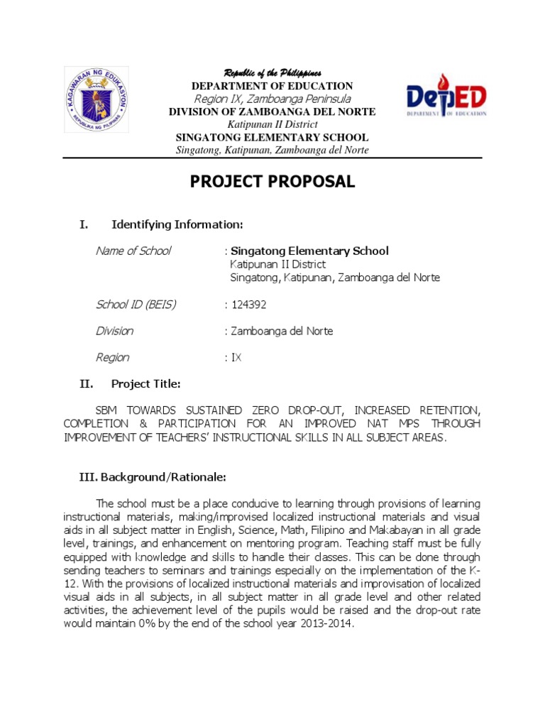 Sample Project Proposal | PDF | Teachers | Ink