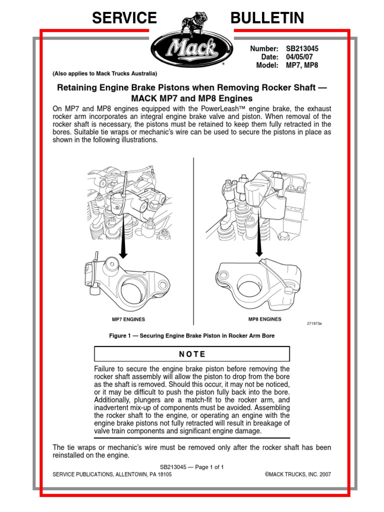 Retaining Engine Brake Pistons | PDF