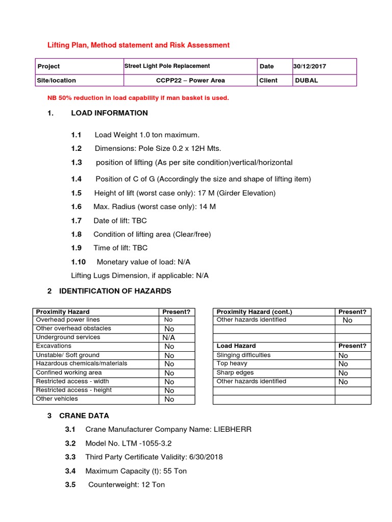 Lifting Plan CTC1 - R-14-31 Ton | PDF | Crane (Machine) | Nature