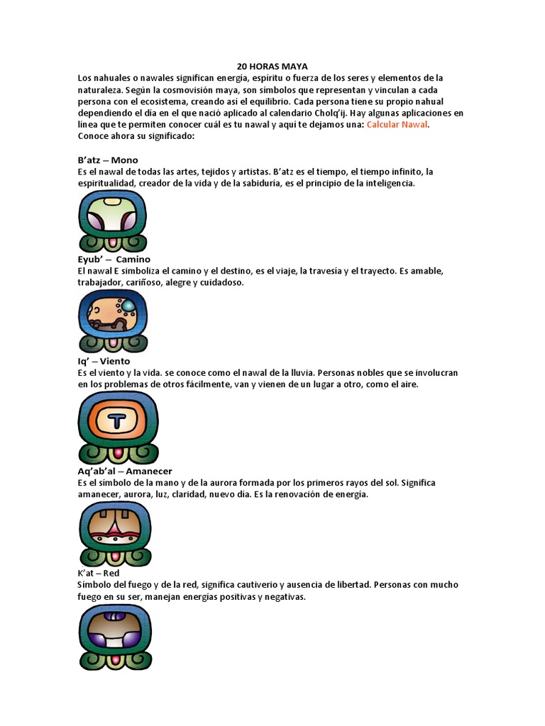 20 nawales mayas y su significado | PDF | Civilización maya | Los símbolos