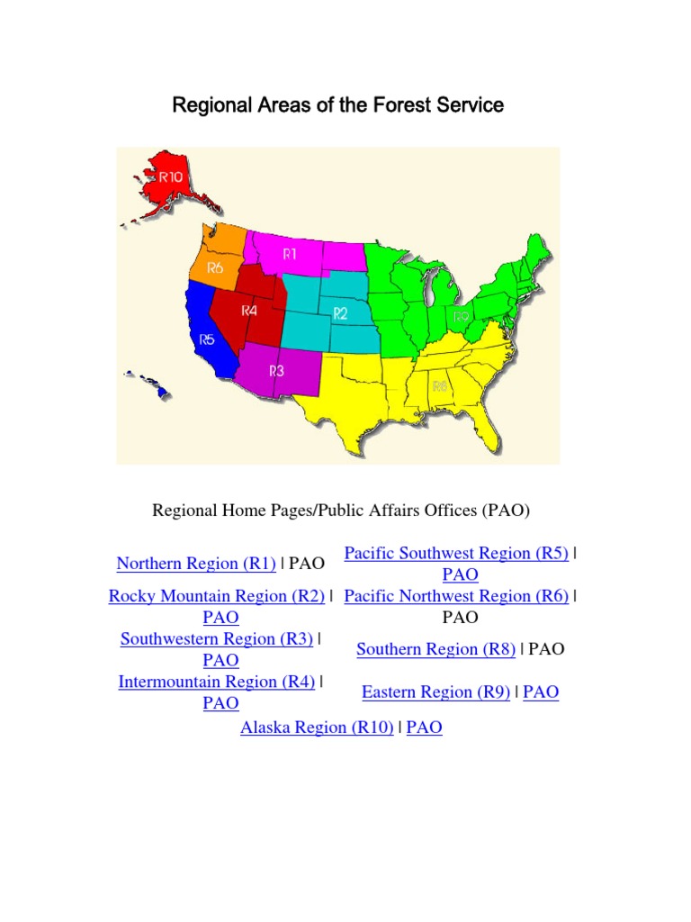 Regional Are As of The Forest Service | PDF