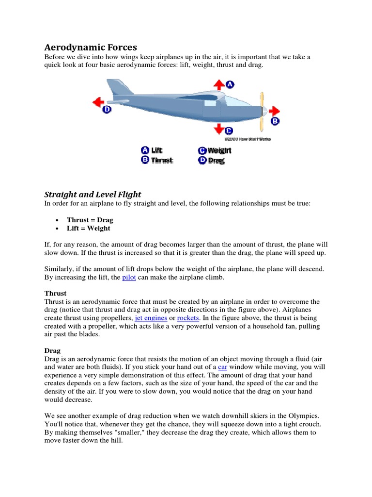 Aerodynamic Forces Drag Lift-Thrust | PDF | Lift (Force) | Thrust