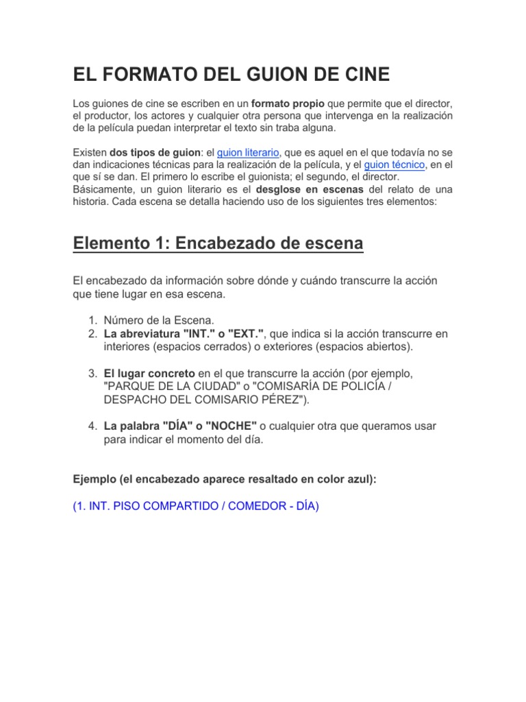 El Formato Del Guion de Cine | PDF | Guión | Ocio