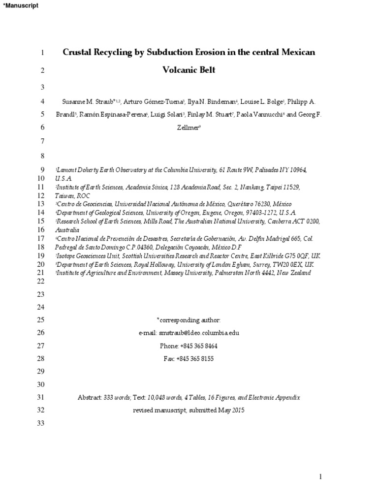 Crustal Recycling by Subduction Erosion in The Central Mexican Volcanic ...