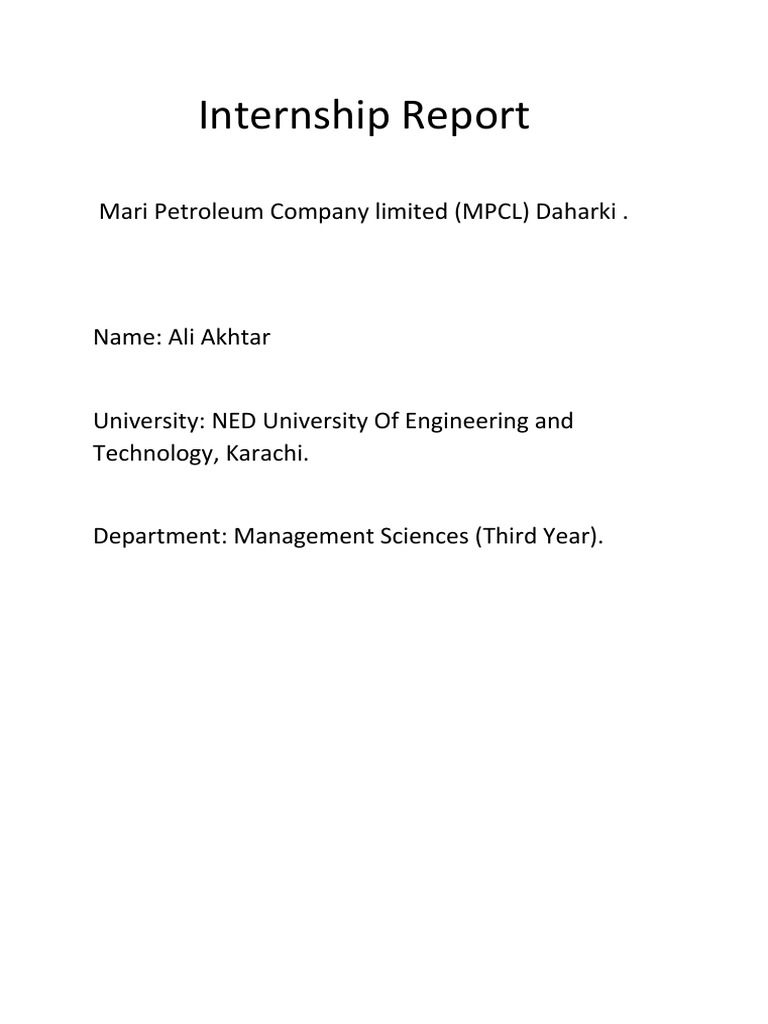 Internship Report: Mari Petroleum Company Limited (MPCL) Daharki | PDF