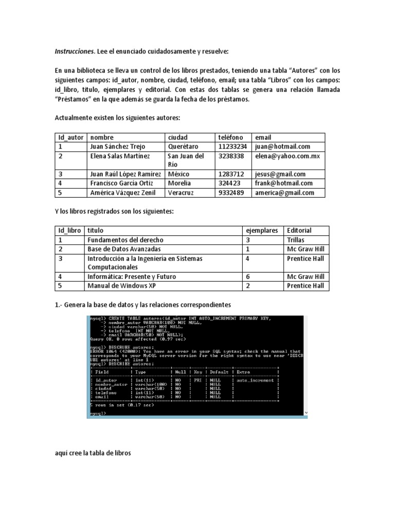 Ejercicio BD | PDF | Tabla (base de datos) | SQL