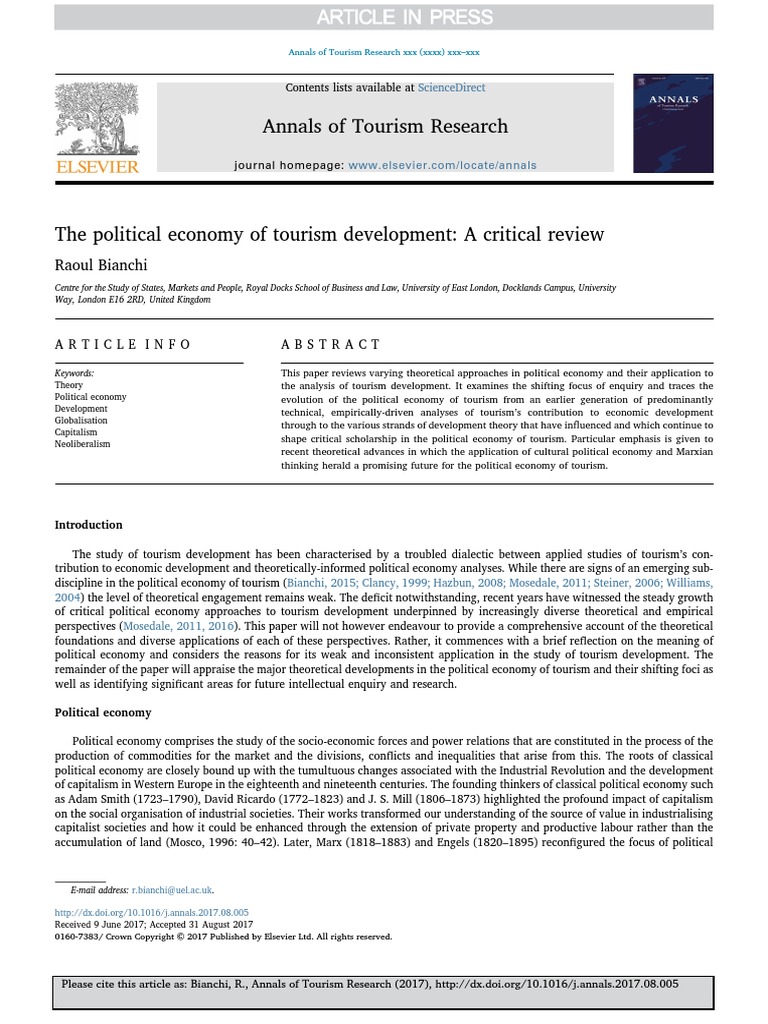 The Political Economy of Tourism Development - A Critical Review | PDF ...