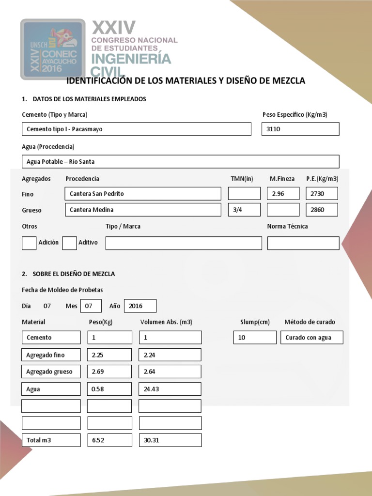Formato para Rotura de Probetas | PDF | Material compuesto | Hormigón Formato para Rotura de Probetas | PDF | Material compuesto | Hormigón