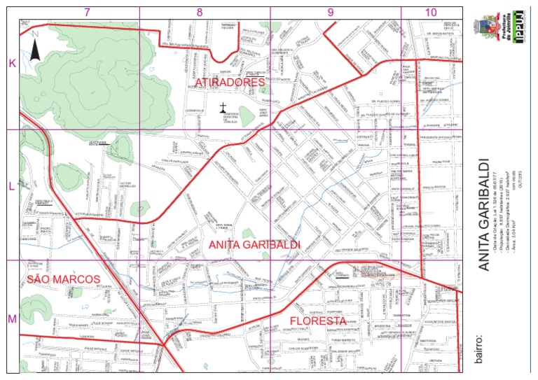Mapa Do Bairro Anita Garibaldi, Município de Joinville, Out2015
