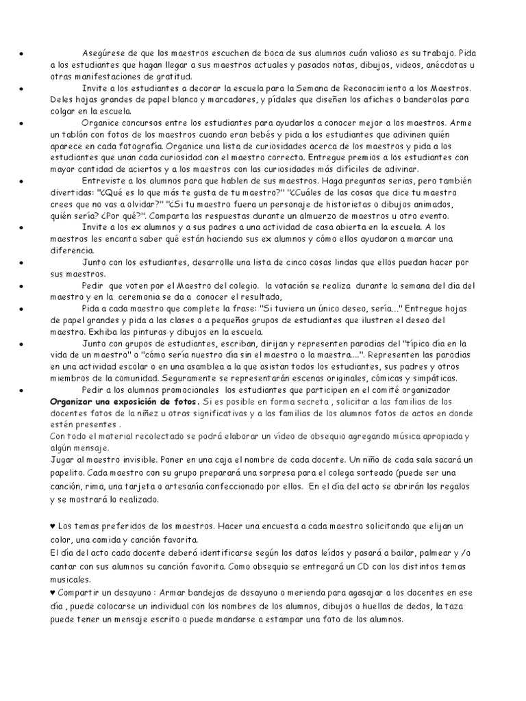 Actividades Creativas para el Día del Maestro | PDF | Ocio