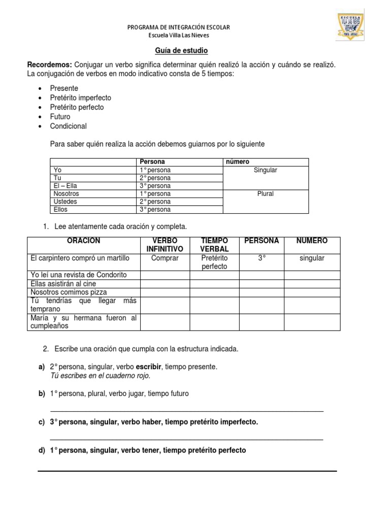 Conjugación de Verbos para Primaria | PDF | Verbo | Relaciones sintácticas