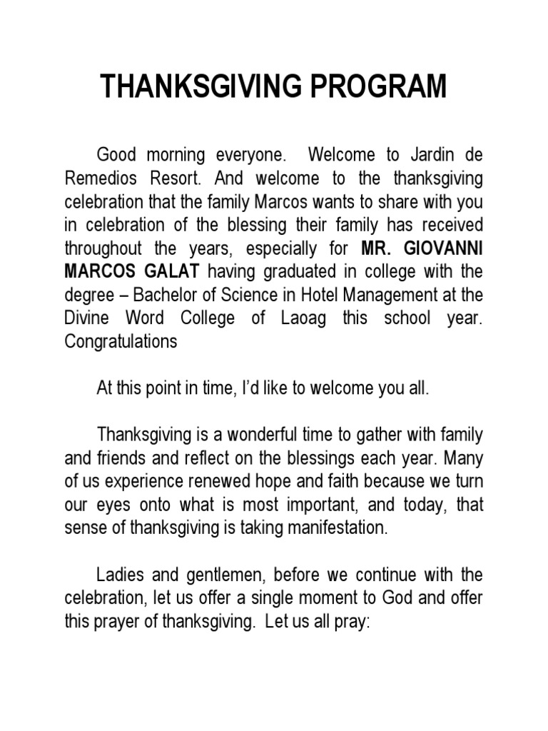 Thanksgiving Program PDF | PDF | God In Christianity | Love