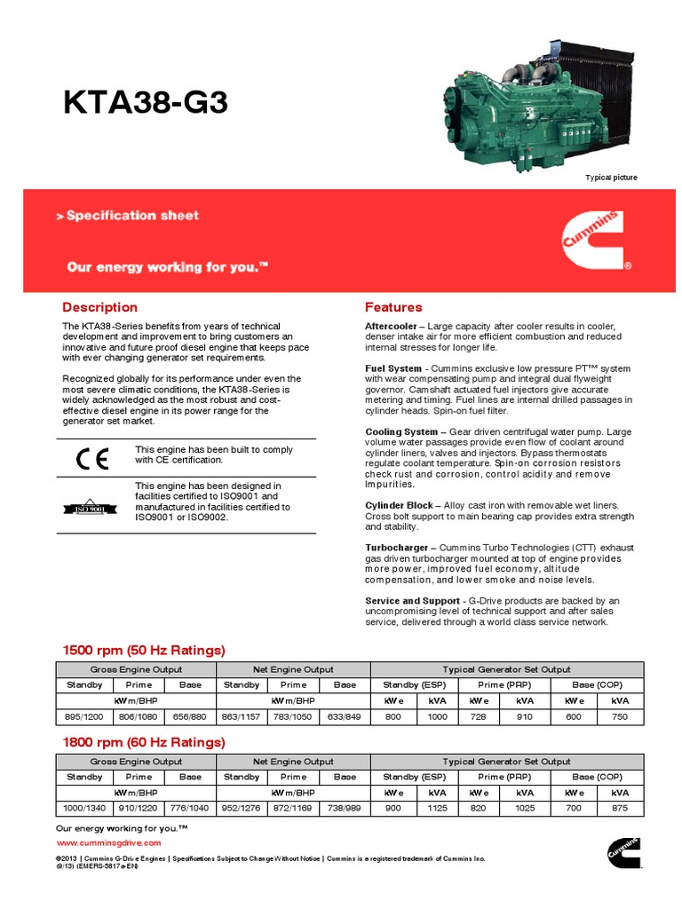 KTA38-G3.pdf | Diesel Engine | Turbocharger