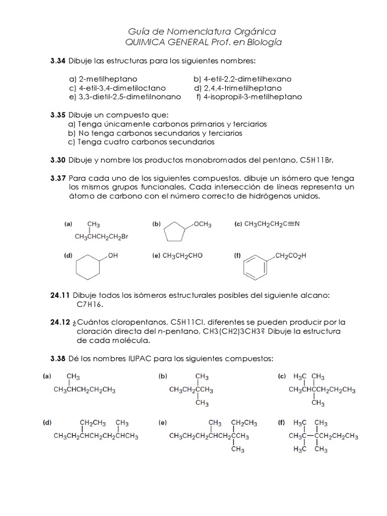 Ejercicios Quimica Organica | PDF | Isómero | Alcano