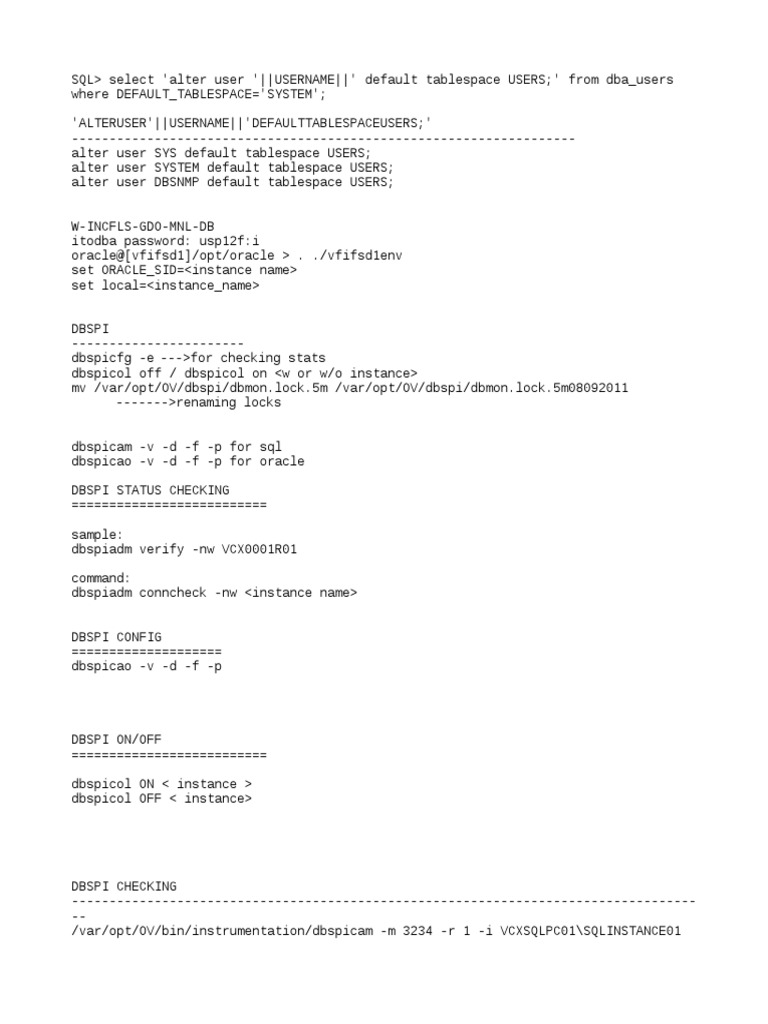 All Commands - DBA | PDF | Oracle Database | File System