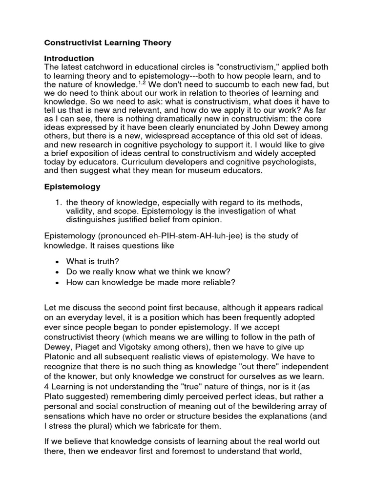 Constructivist Learning Theory (Ness) | PDF | Constructivism ...
