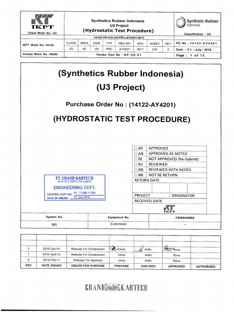Hydrostatic Test Procedure Storage Tank | PDF | Pressure | Calibration