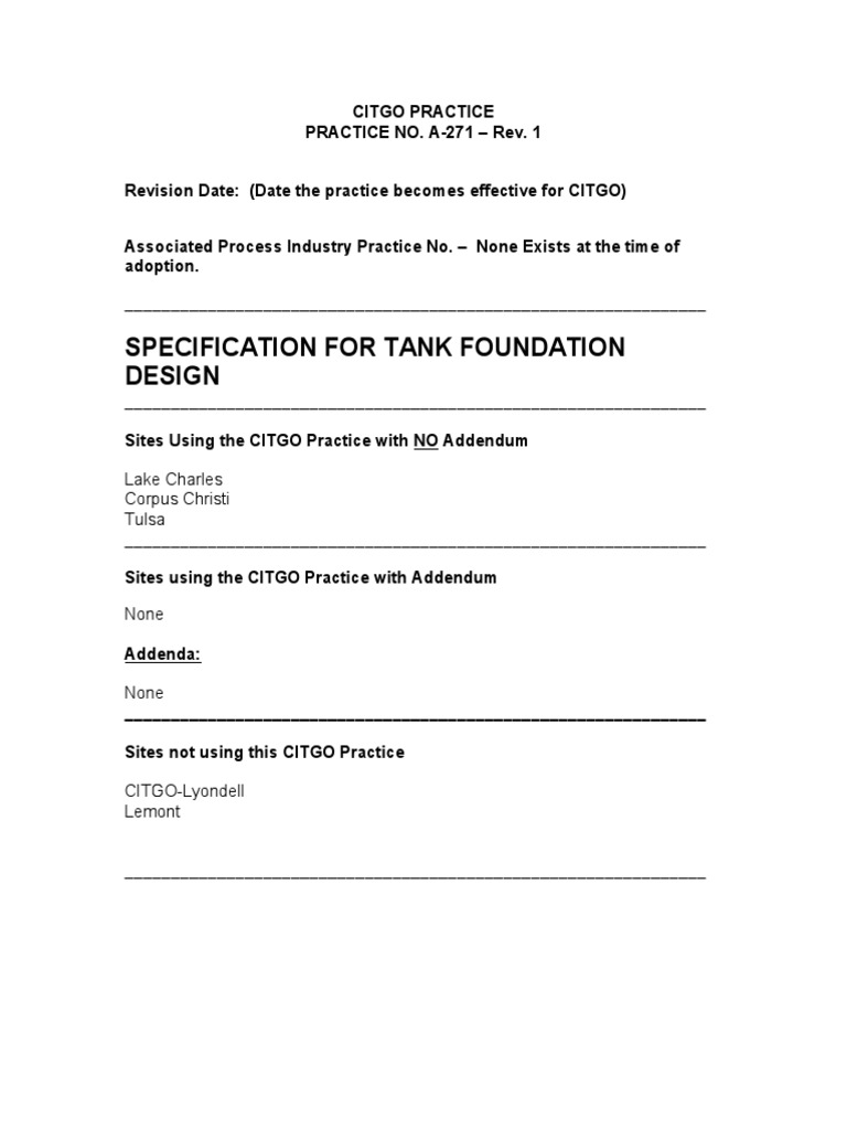Jun96 Tank Foundation Design | PDF | Specification (Technical Standard ...