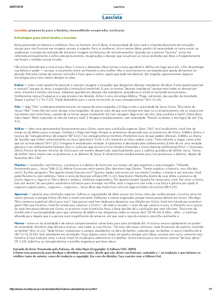 Lascívia | PDF | Relação sexual | Tentação