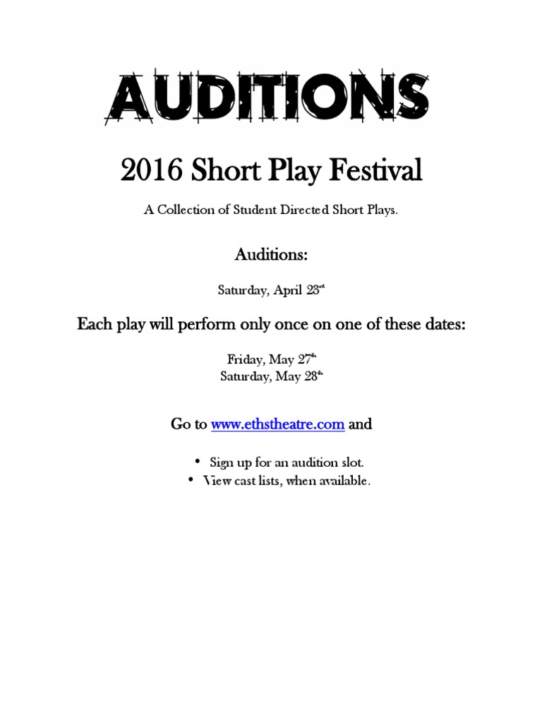 Short+Play+Festival+Audition+Packet+2 4 | PDF | Audition