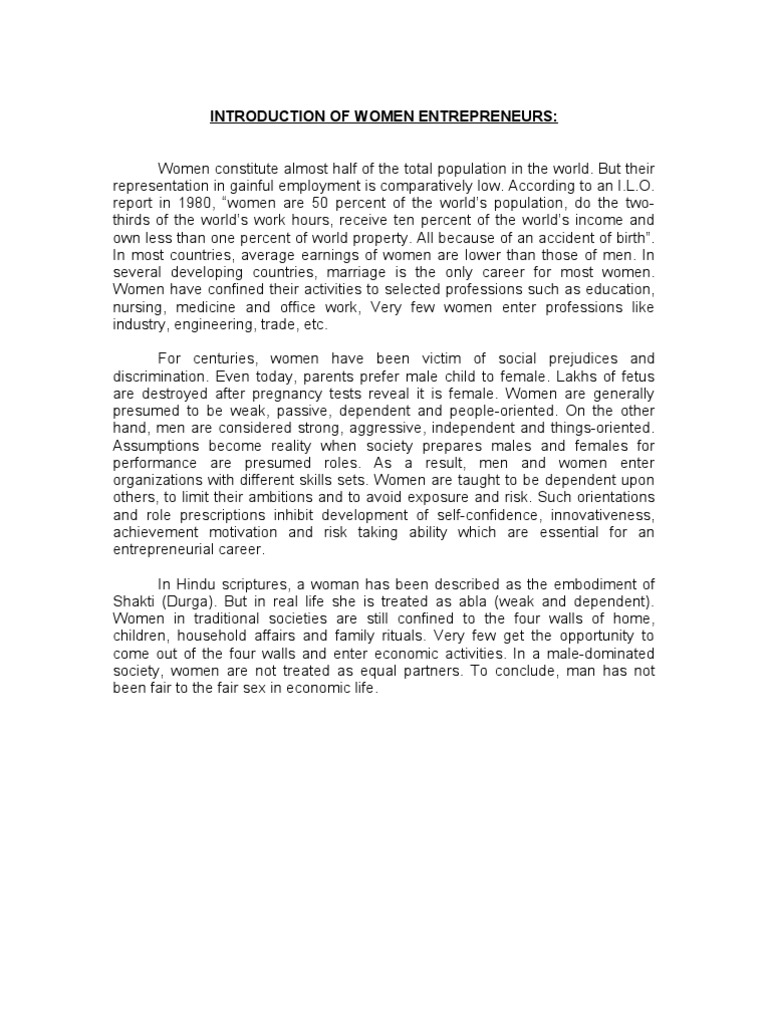 Introduction of Women Entrepreneurs | PDF | Entrepreneurship | Business