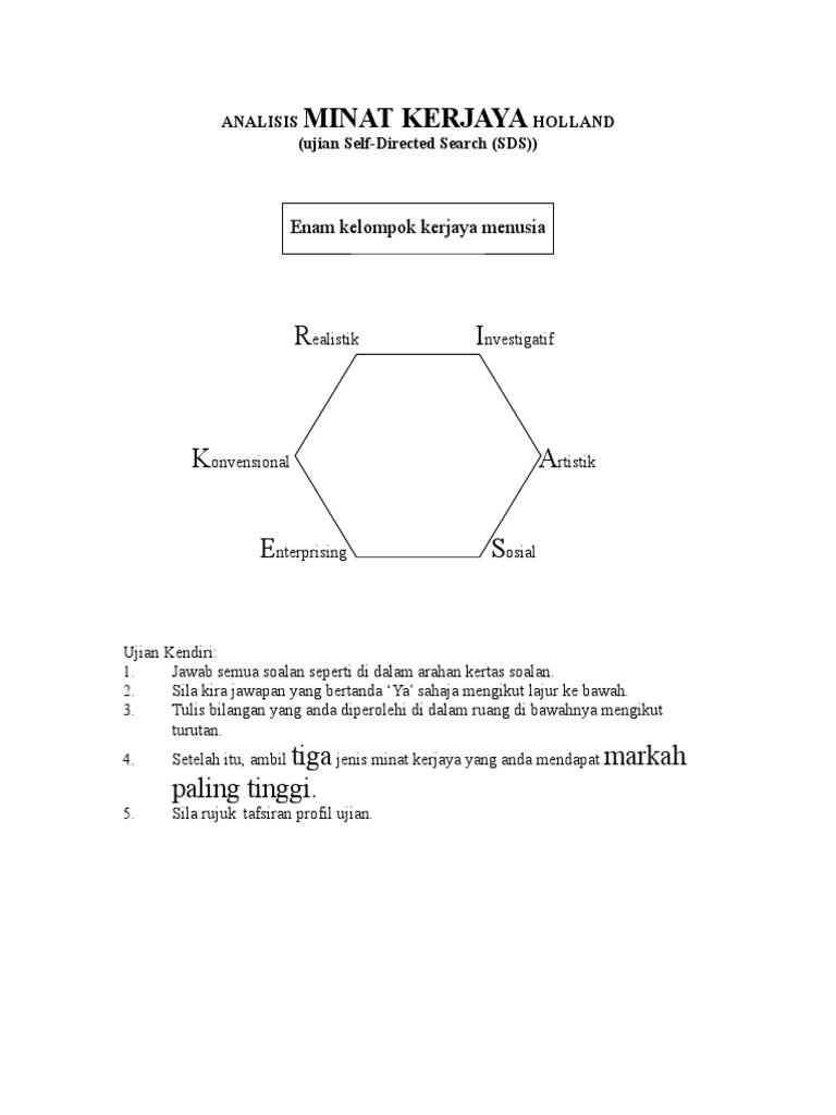 Analisis Minat Kerjaya Holland | PDF