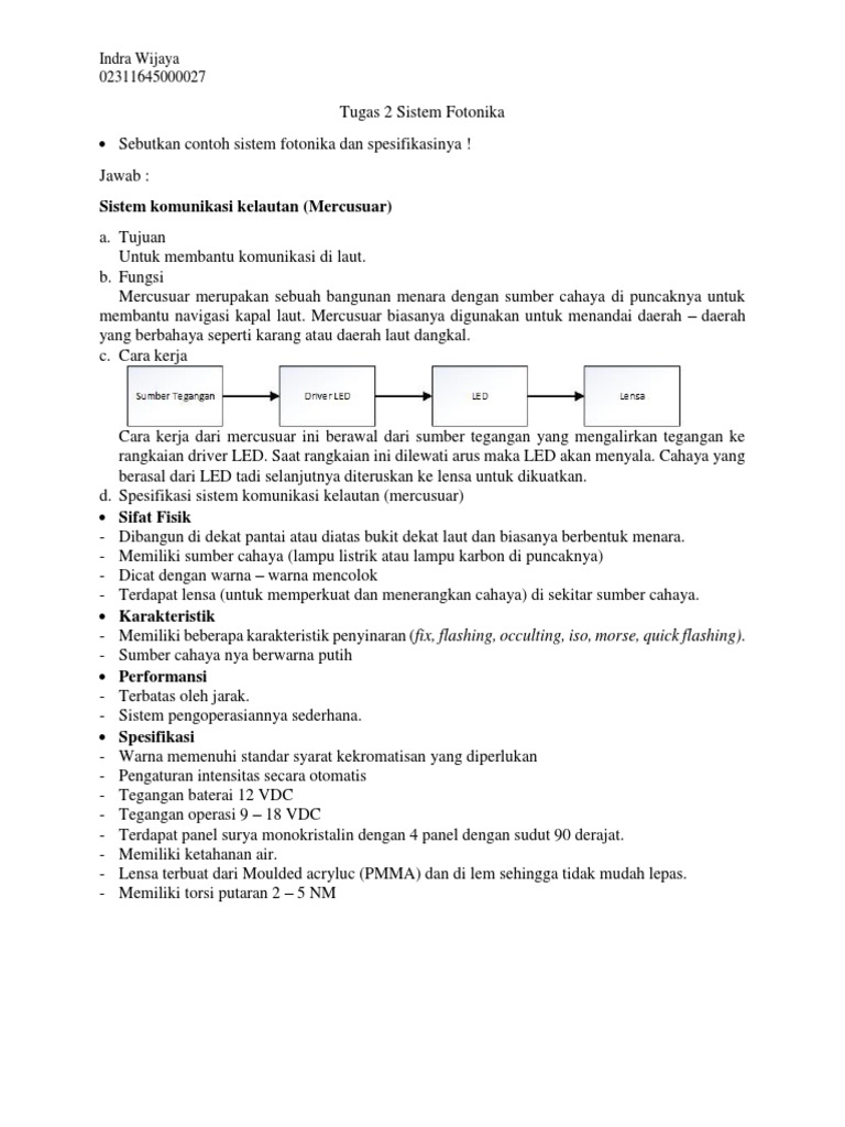 Sistem Fotonika Dan Spesifikasinya | PDF