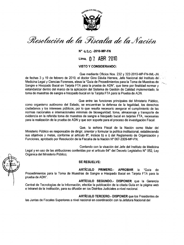 Guía de Procedimientos para La Toma de Muestras de Sangre e Hisopado ...