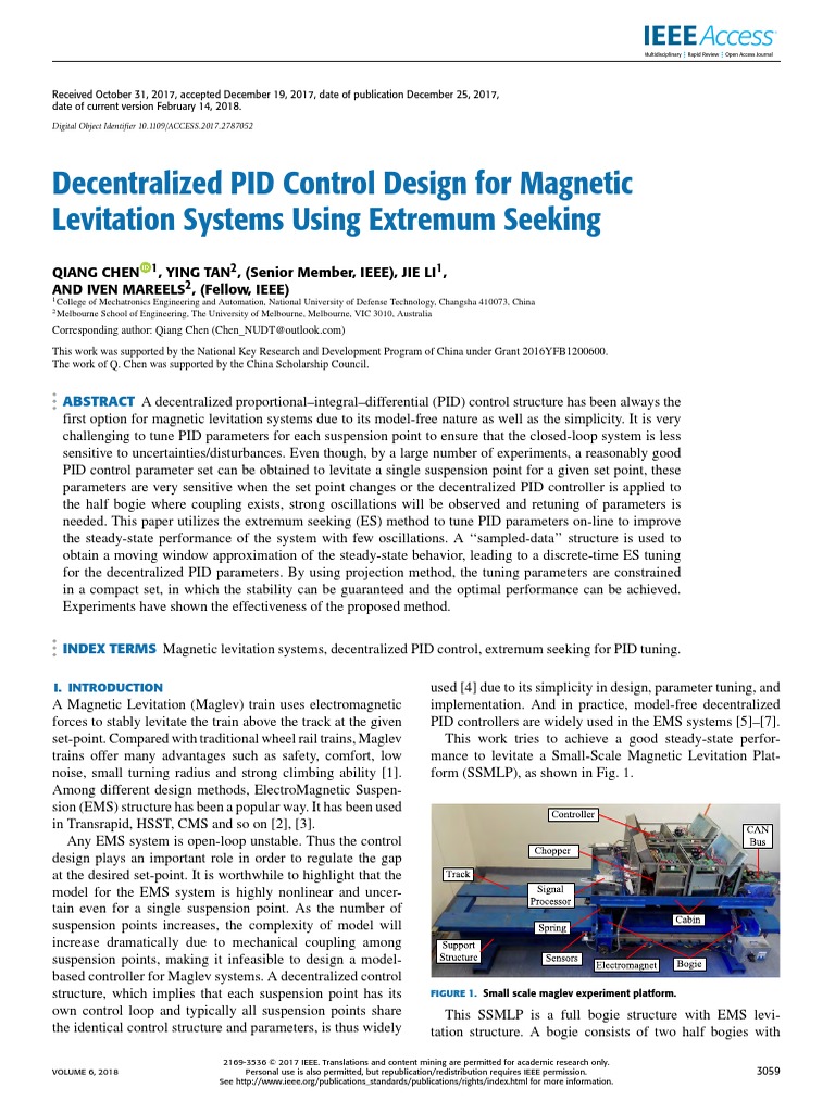 Decentralized PID Control Design For Magnetic Levitation Systems Using ...