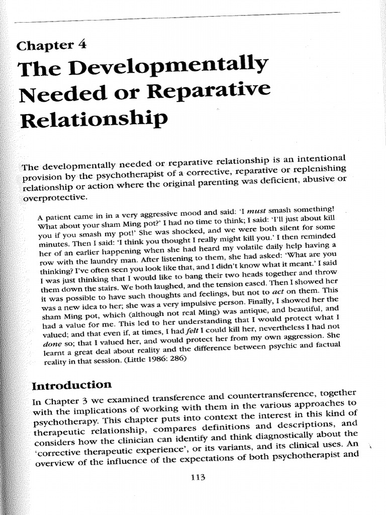 Developmentally Needed or Reparative Relationship | PDF