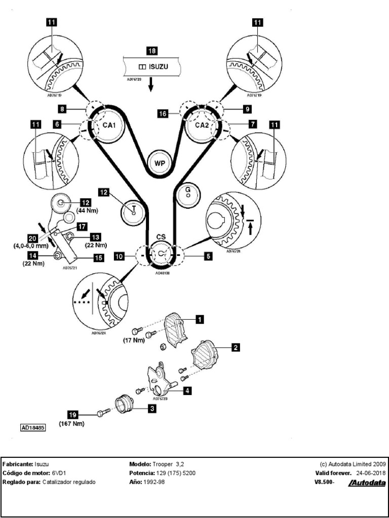 Distribucion de Chevrolet Ó Isuzu Motor 6VD1 | PDF