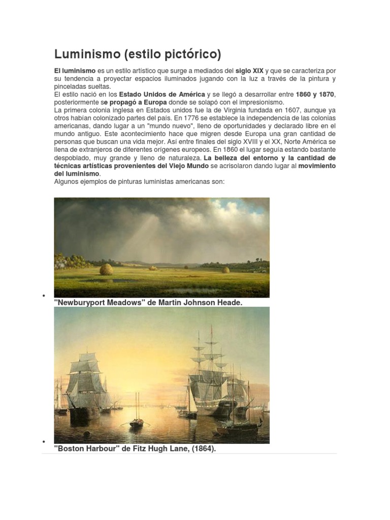 Luminismo: Arte de Luz y Naturaleza | PDF | Impresionismo | Pinturas