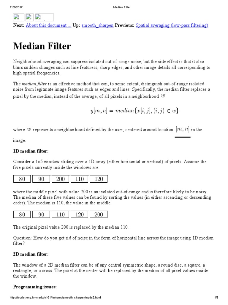 Median Filter: T I About This Document ... Smooth - Sharpen Spatial ... Median Filter: T I About This Document ... Smooth - Sharpen Spatial ...