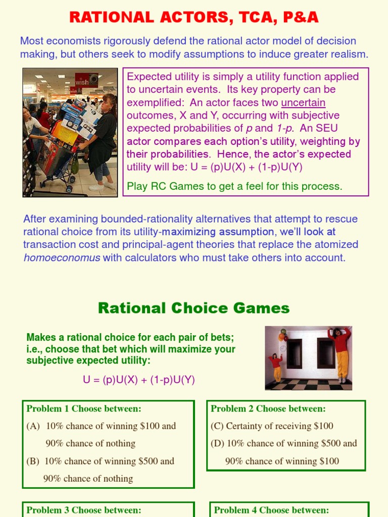 Rational Actors in Economic Theory | PDF | Utility | Moral Hazard