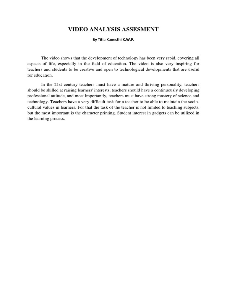 Video Analysis Assesment | PDF