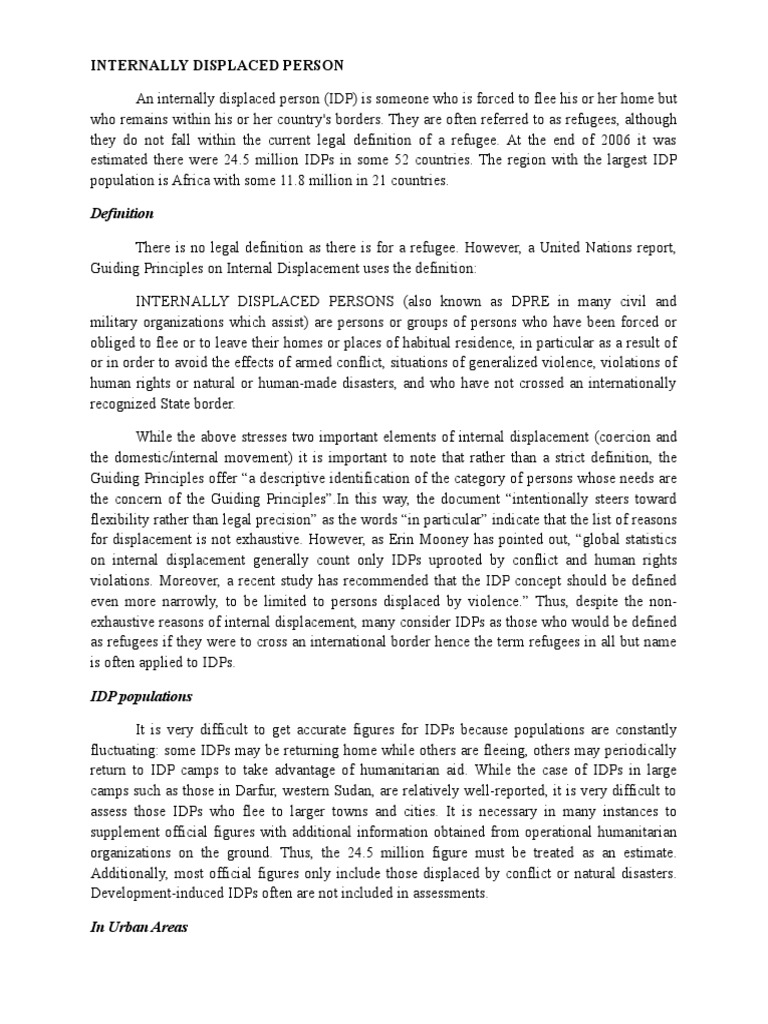 Internally Displaced Persons Overview | PDF | Internally Displaced ...