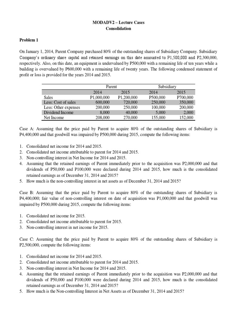 MODADV2 - Lecture Cases Consolidation Problem 1 | PDF | Consolidation ...